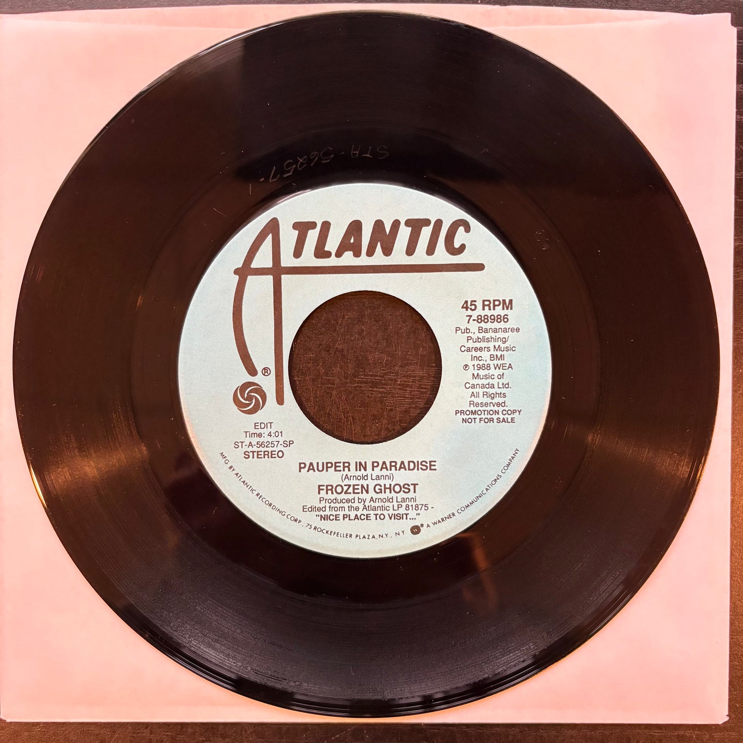 Frozen Ghost, "Paupers in Paradise" (Promo 7") [VG+ Used] – Underdog ...