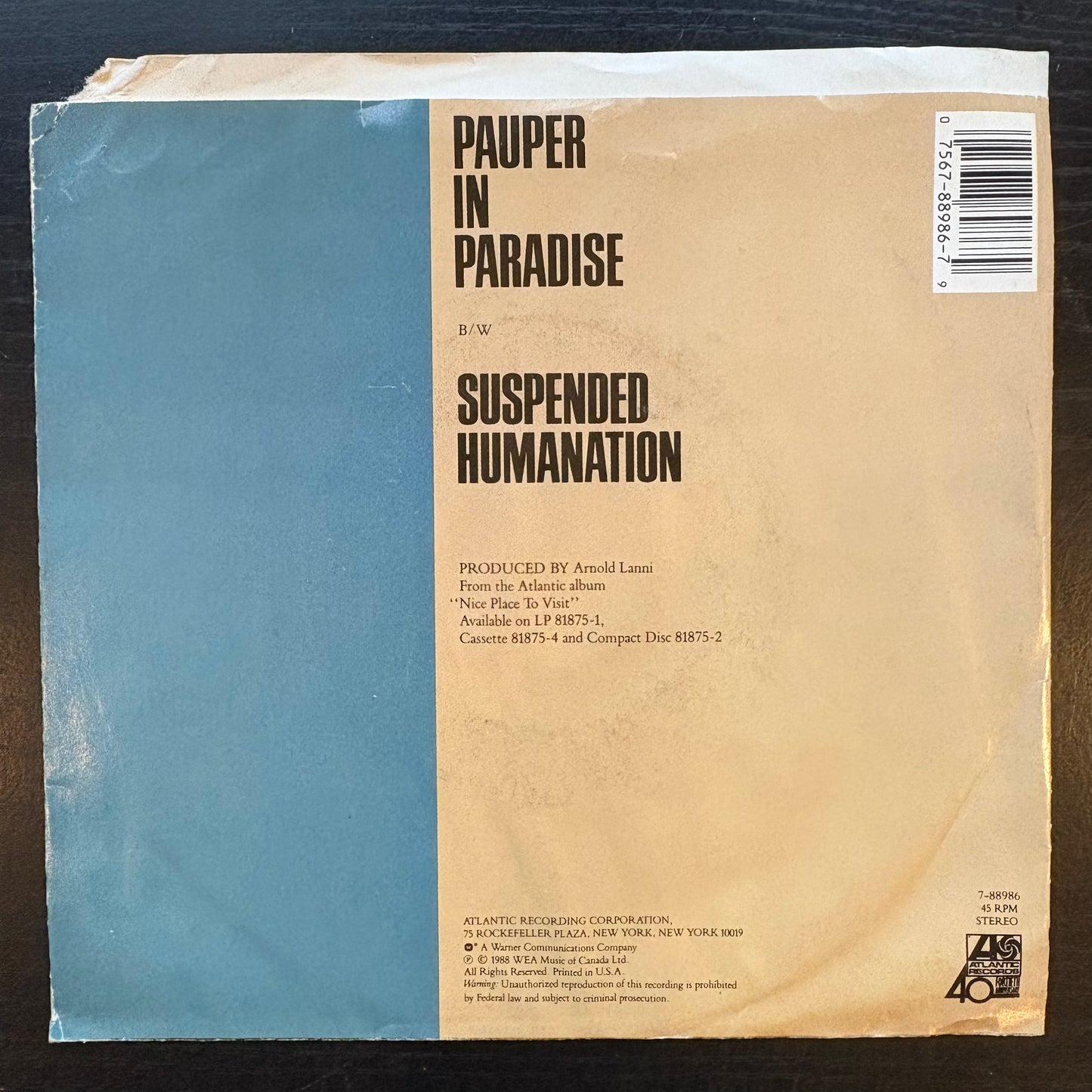 Frozen Ghost, "Paupers in Paradise" (Promo 7") [VG+ Used] – Underdog ...